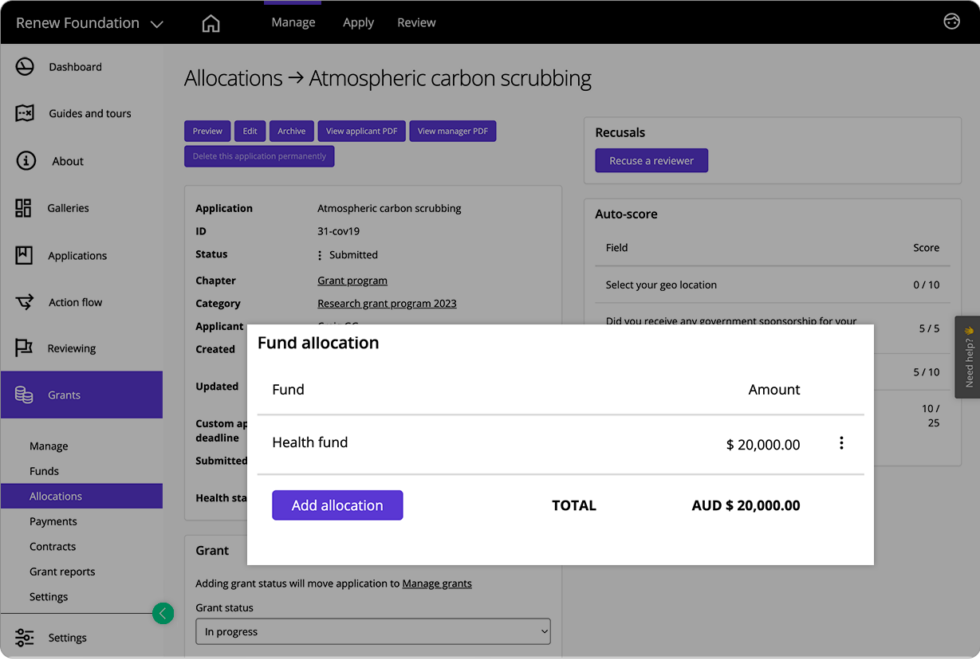 Award features - Good Grants - Grants management software